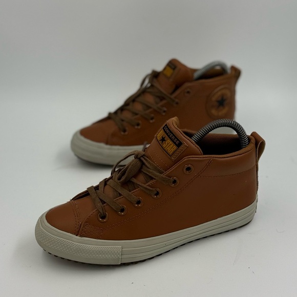 Converse | Shoes | Converse All Star Brown Leather Mid Top Youth Size ...